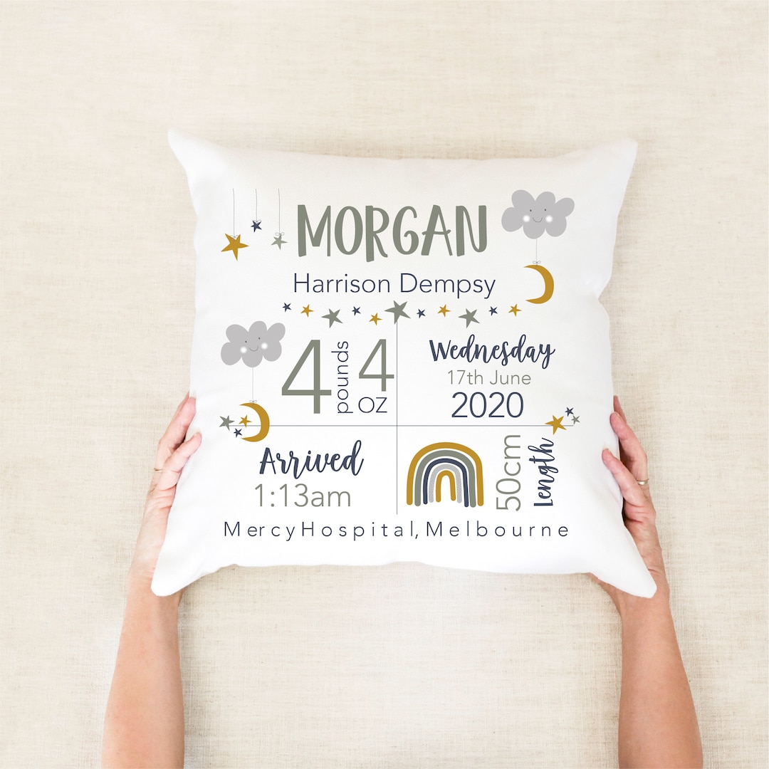 Birth Announcement Custom Pillow, Baby Custom Cushion, Baby Name Pillow ...