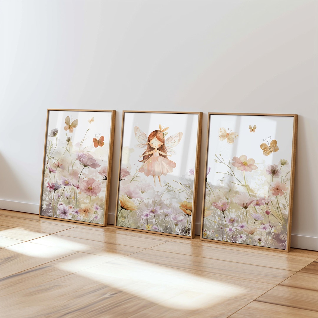 Fairy Garden Prints Set of 3 Kids Fairy Wall Art Woodland Fairy Nursery ...