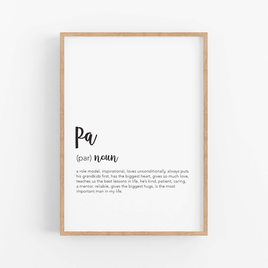 Definition Print, Pa Wall Art, Dictionary Print, Pa Poster, Pa Fathers ...