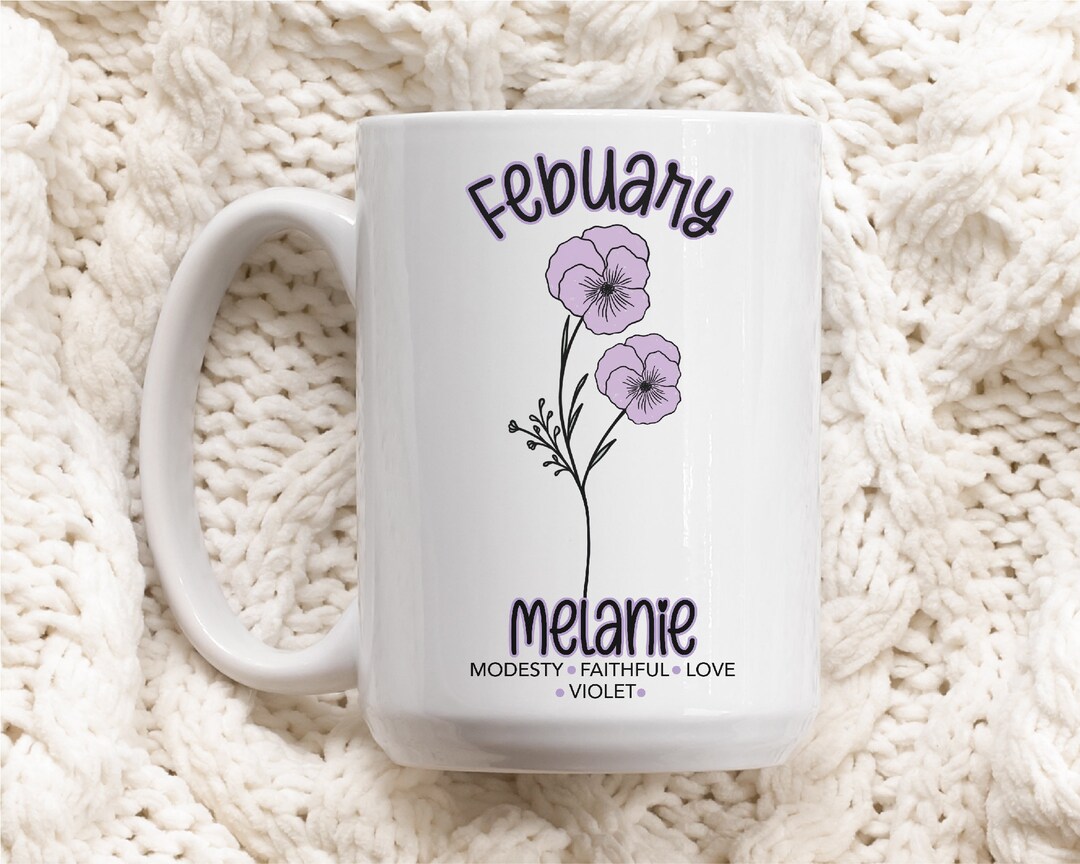 Birth Flower Mug February Custom Birth Month Flower Mug Personalised ...