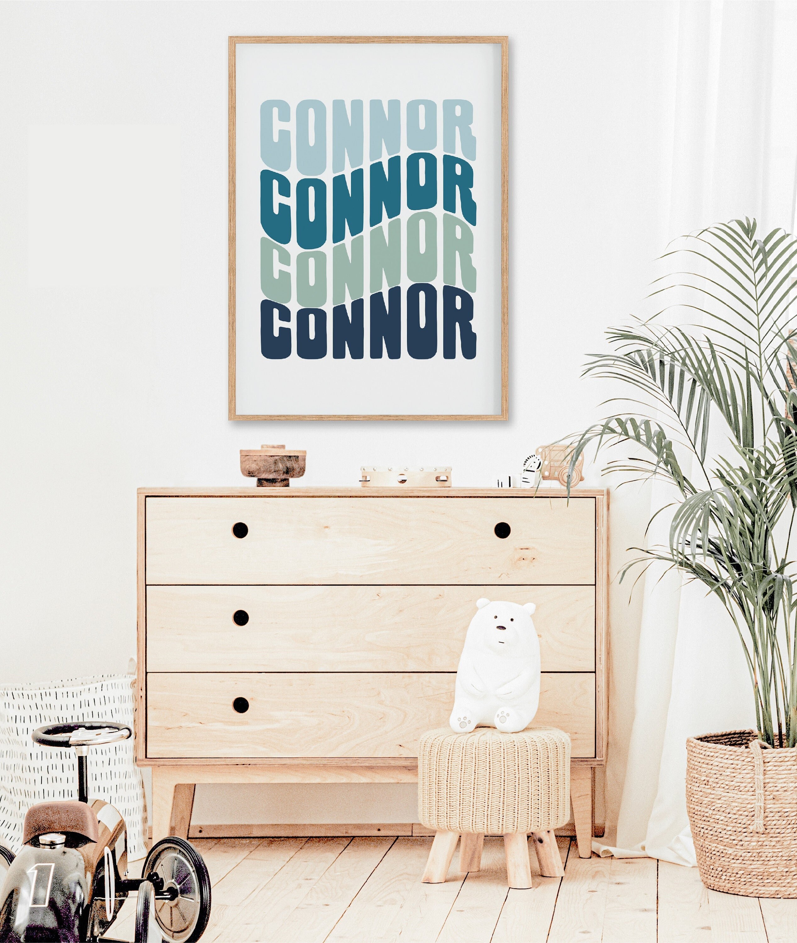 Retro Name Print Boys Personalised Print Wavy Text Name - Etsy Australia