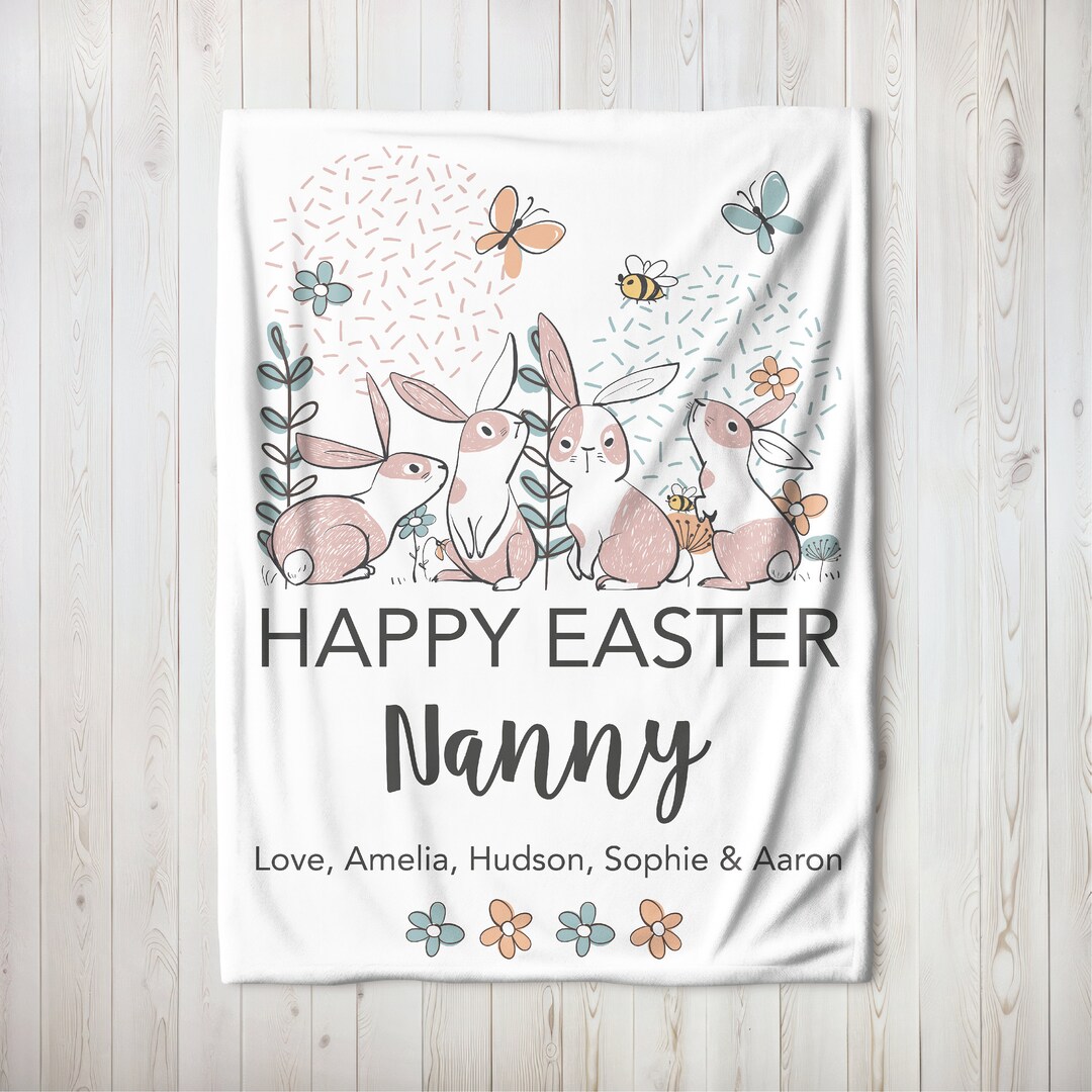 Personalised Grandma Blanket Customizable Easter Nana Blanket Happy ...