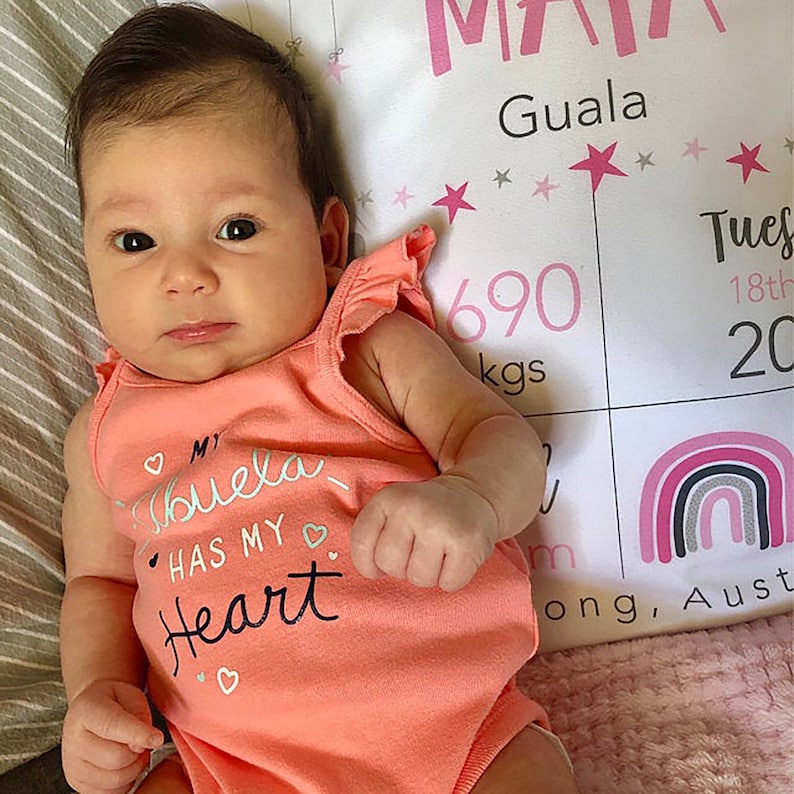 Pink Birth Stats Pillow, Birth Announcement, Personalised Baby Stats ...