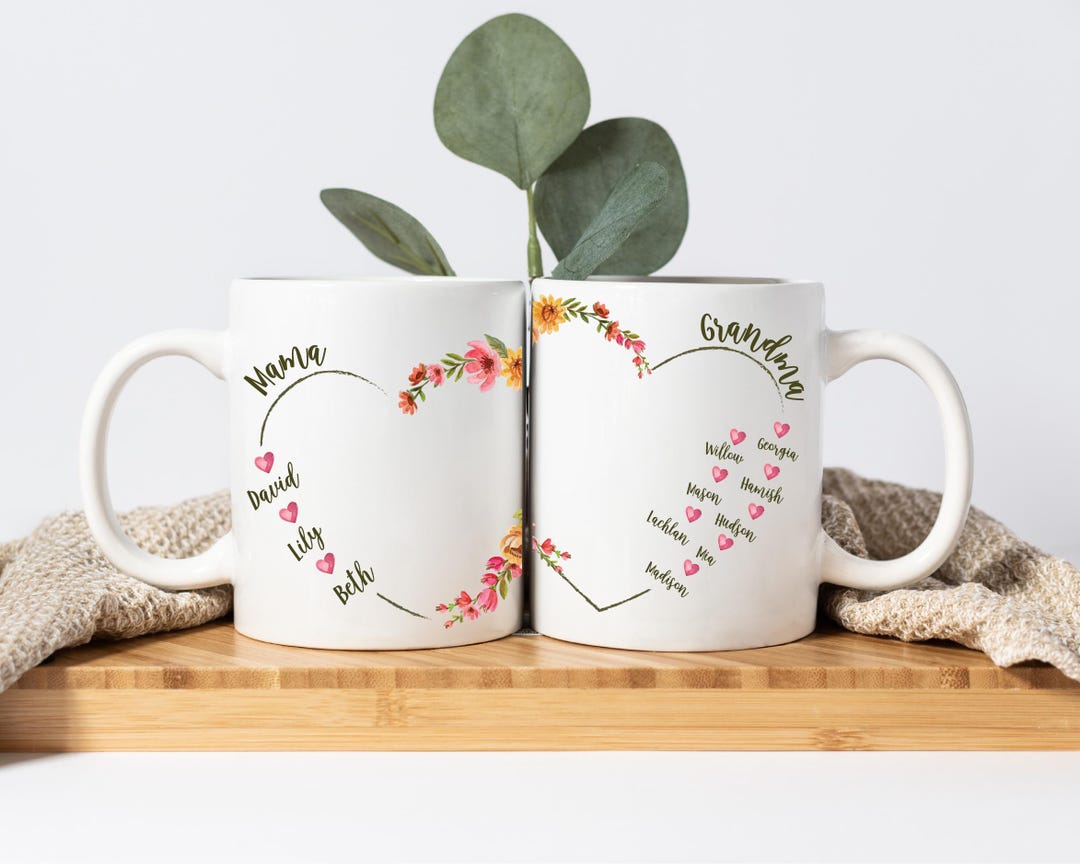 Mug personnalisé grand-mère avec les noms des petits-enfants, première ...