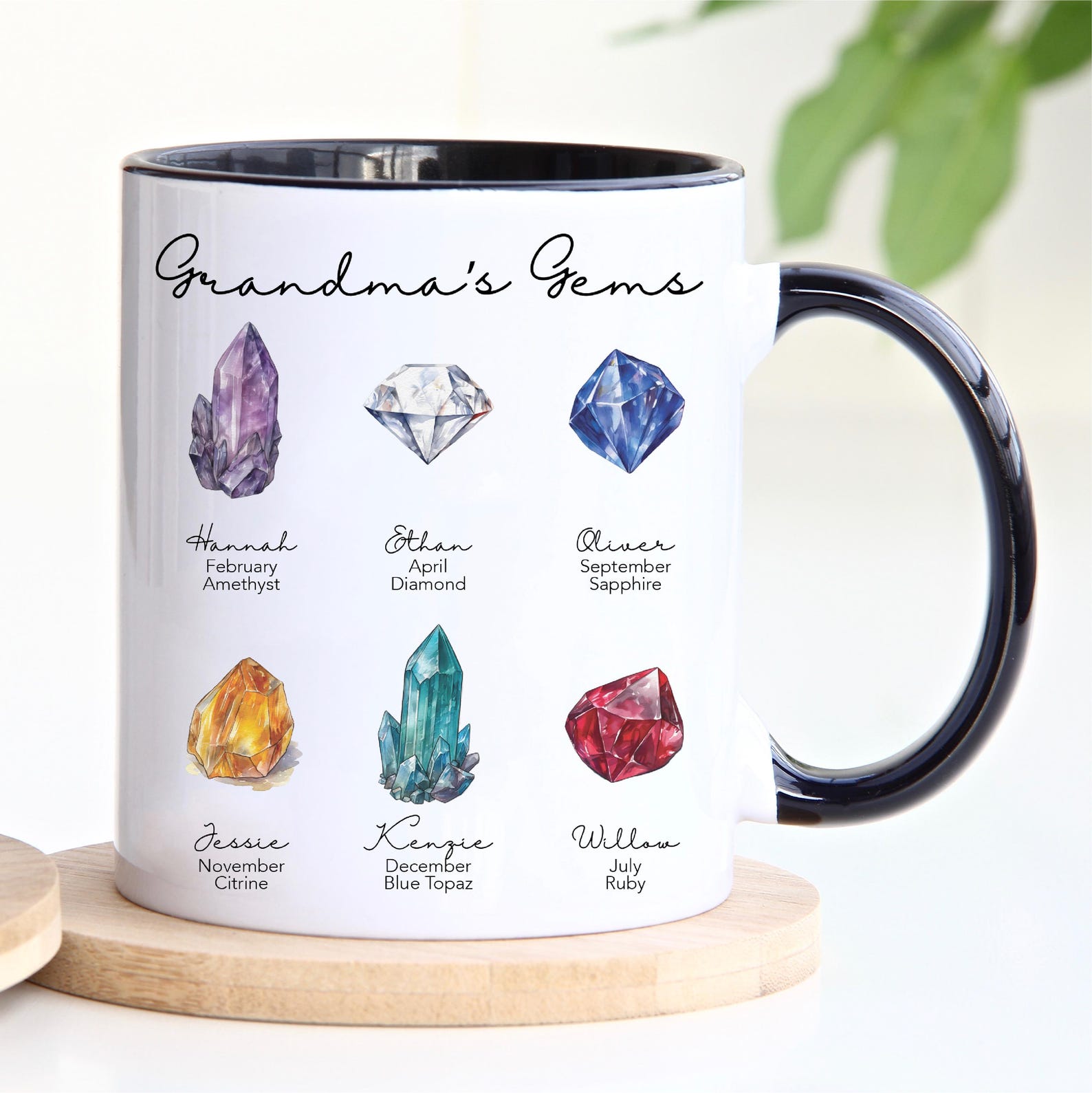 Birthstone Mug Grandmas Gems Birth Month Mug Custom Gemstone Crystal ...