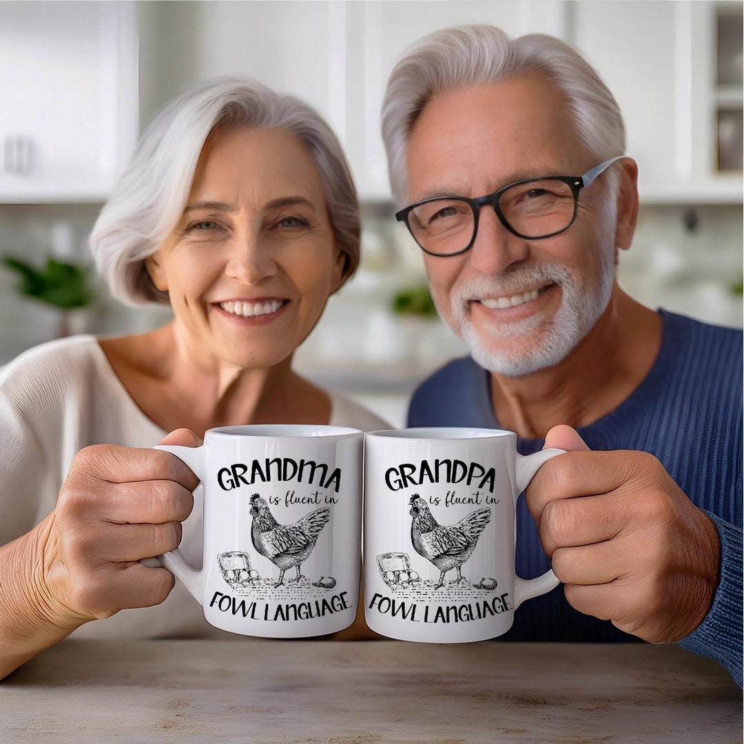 Chicken Mug Custom Grandparent Matching Mug Set Fluent in Fowl Language ...