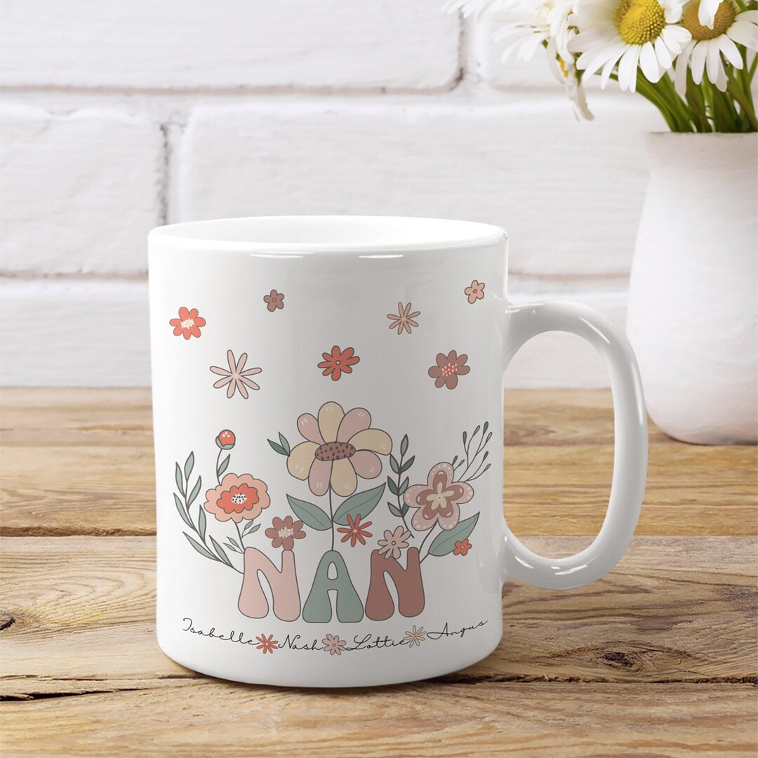 Personalised Nan Mug With Grandkids Names Custom Nan Mug Promoted to ...