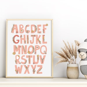 Personalised Alphabet Poster Floral Alphabet Girls Initial Wildflower ...