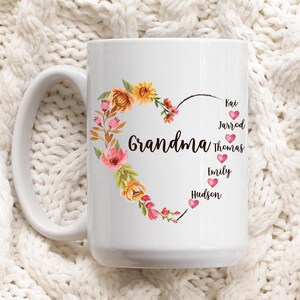 Personalised Grandma Mug With Grandkids Names Custom Wildflower Grandma ...