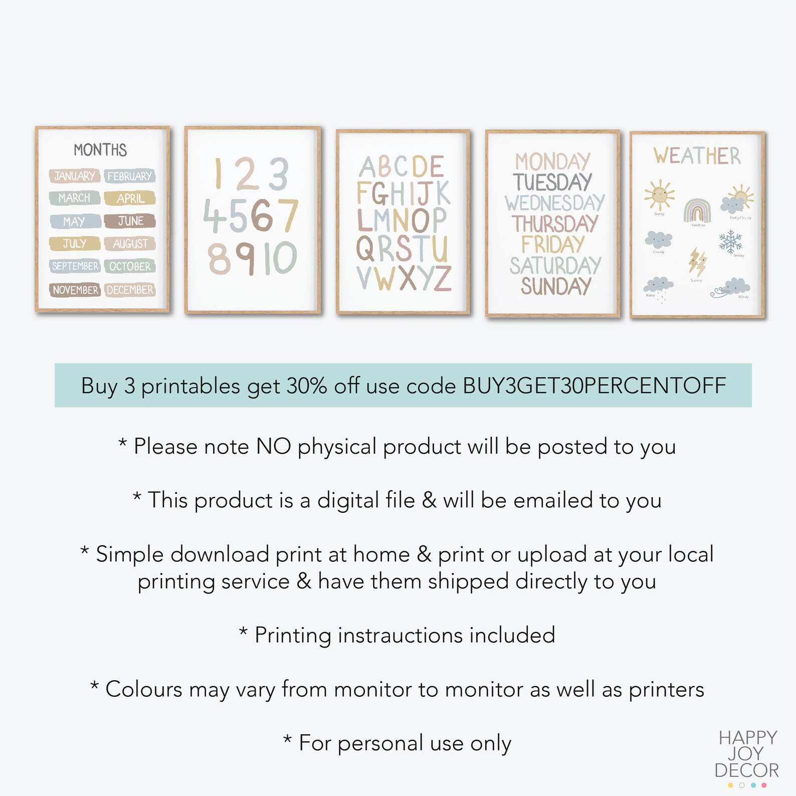 Neutral Playroom Printable Download Neutral Alphabet Print | Etsy