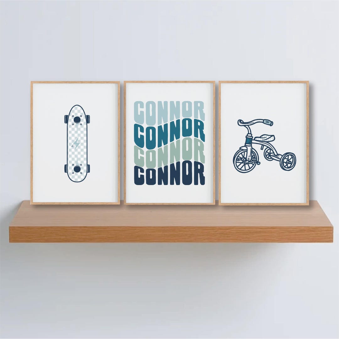 Personalised Retro Wavy Name Custom Skateboard Print for Boys Custom ...