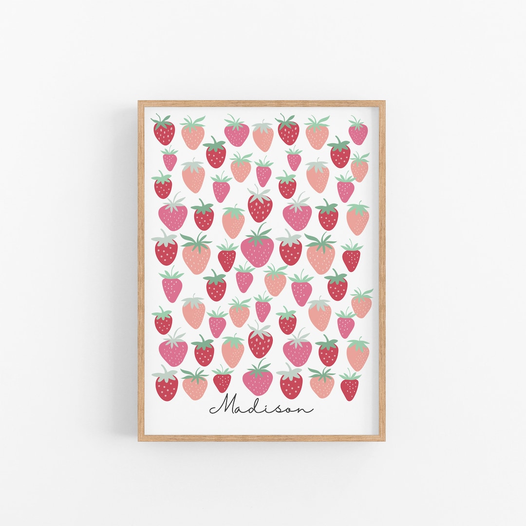 Strawberry Print, Personalised Girls Print, Cute Strawberry Decor ...