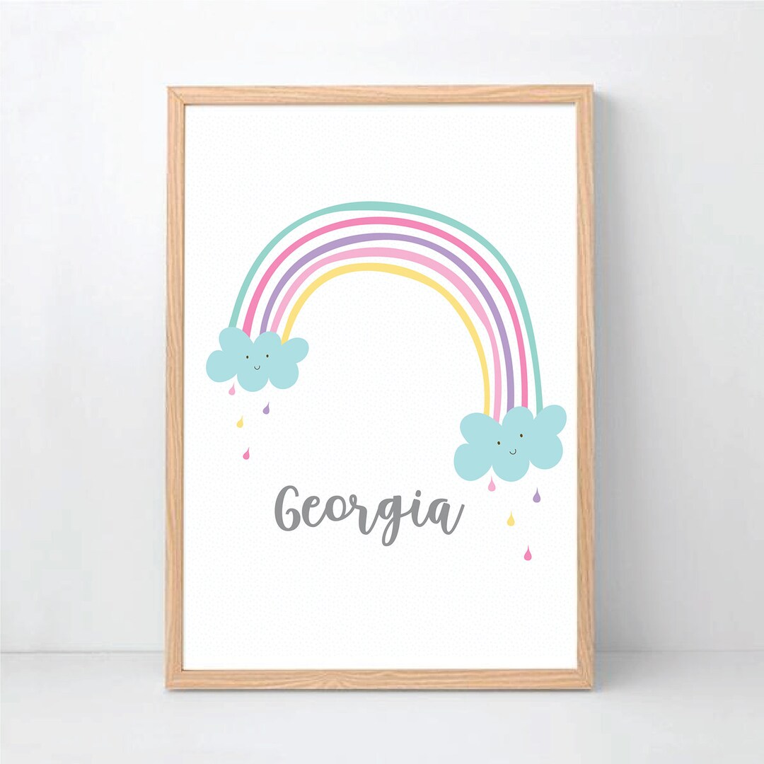 Rainbow Personalised Print, Rainbow Nursery Decor, Rainbow Girls ...