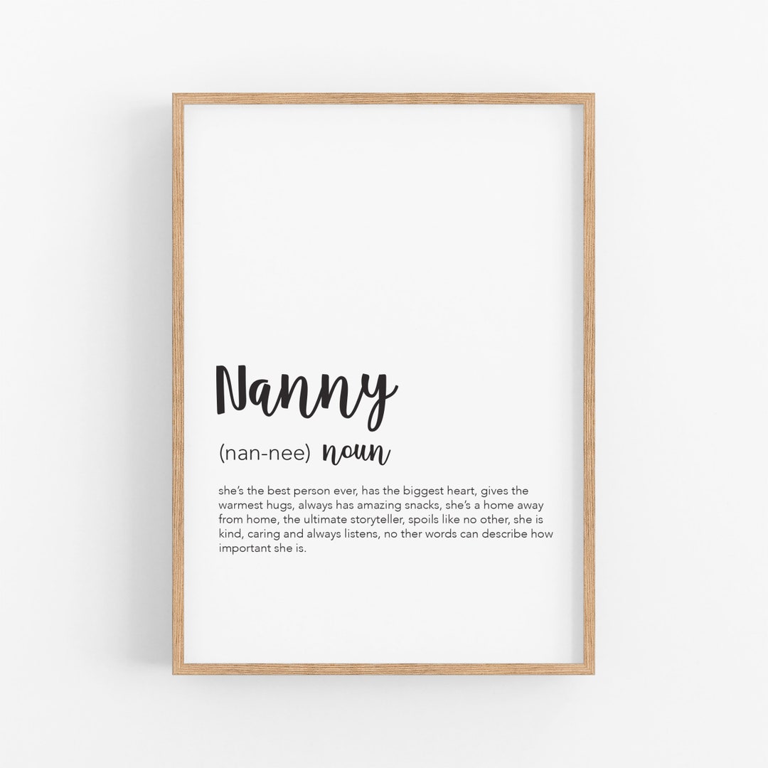 Nanny Definition Print, Nanny Dictionary Print, Nanny Gifts, Nanny ...