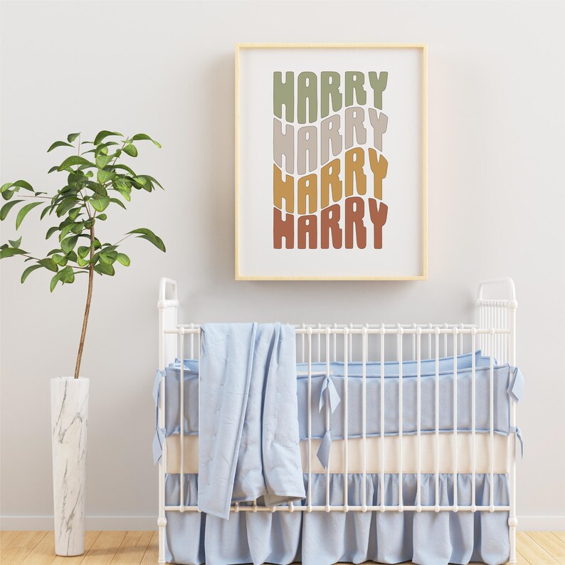 Retro Name Print Boys Personalised Print Wavy Text Name - Etsy Australia