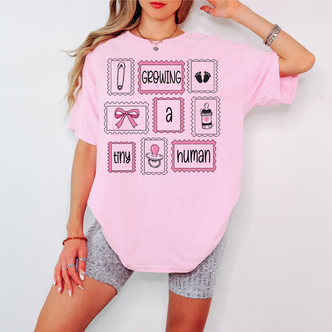 Growing A Tiny Human Soon to Be Mom Stamp Shirt Im Pregnant Expecting ...