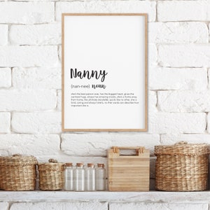 Nanny Definition Print, Nanny Dictionary Print, Nanny Gifts, Nanny ...