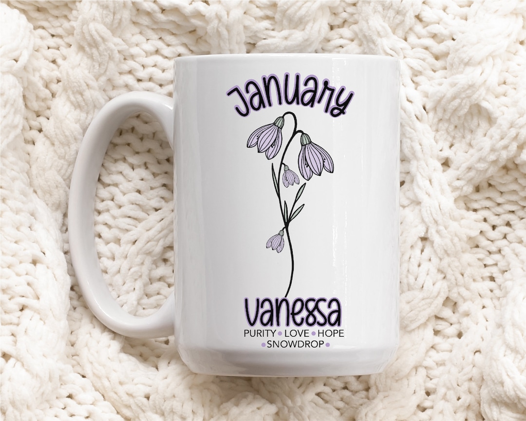 Birth Flower Mug Custom Snow Drop Customizable Mug Personalised Birth ...