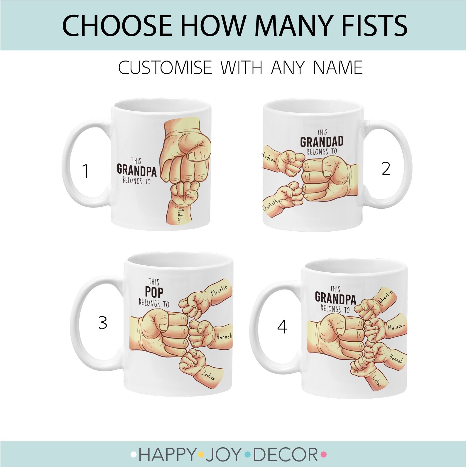 Personalised Grandpa Coffee Mug, Customizable Mug, Great Grandpa Mug ...