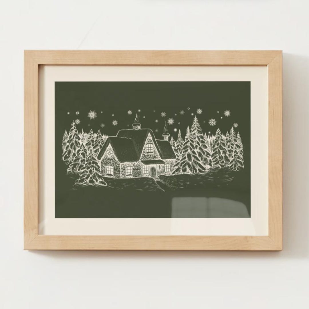 Cozy Cabin Holiday Collection Printable Wall Art Digital Print Elegant ...