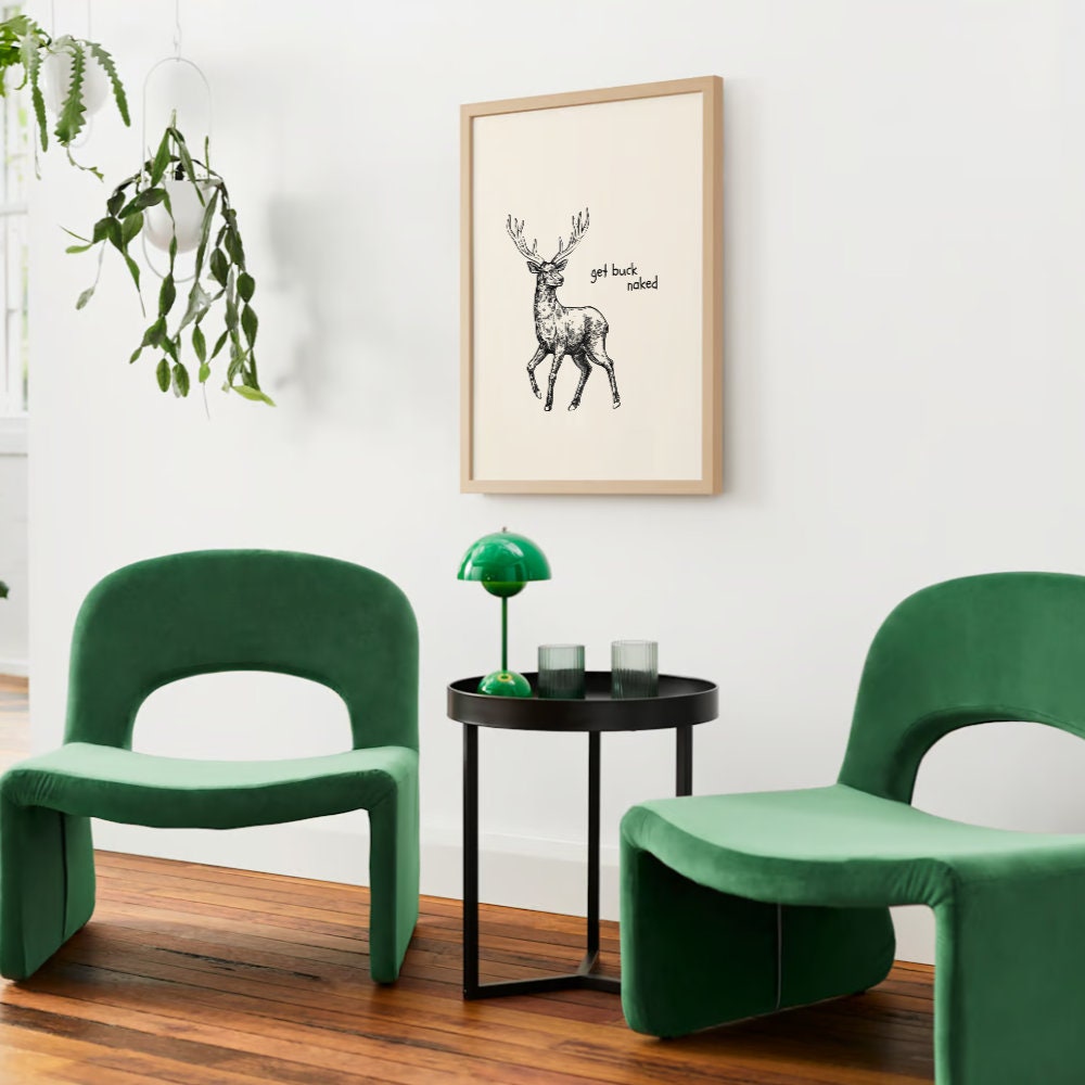 Get Buck Naked | Vintage Series | Printable Wall Art | Digital Print ...