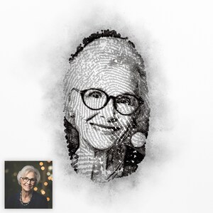 Custom Sketch Photo Fingerprint Portrait, Memorial Gift Picture, Loved ...