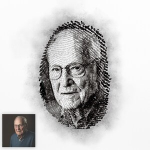 Custom Sketch Photo Fingerprint Portrait, Memorial Gift Picture, Loved ...