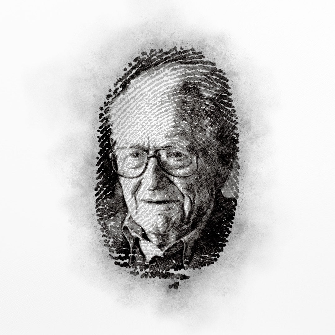 Custom Sketch Photo Fingerprint Portrait, Memorial Gift Picture, Loved ...