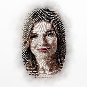 Custom Fingerprint Portrait Sketch From Photo, Loved One Portrait Color ...