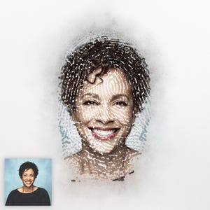 Custom Fingerprint Portrait Sketch From Photo, Loved One Portrait Color ...