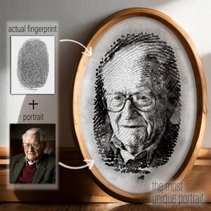 Custom Sketch Photo Fingerprint Portrait, Memorial Gift Picture, Loved ...