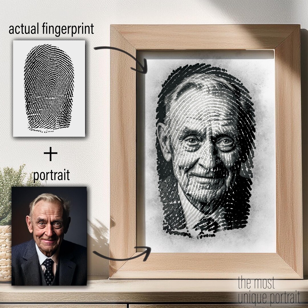 Fingerprint Portrait,loss of Loved One Portrait, Memorial Gift, Loss of ...