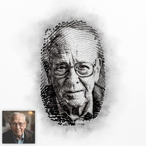 Custom Sketch Photo Fingerprint Portrait, Memorial Gift Picture, Loved ...