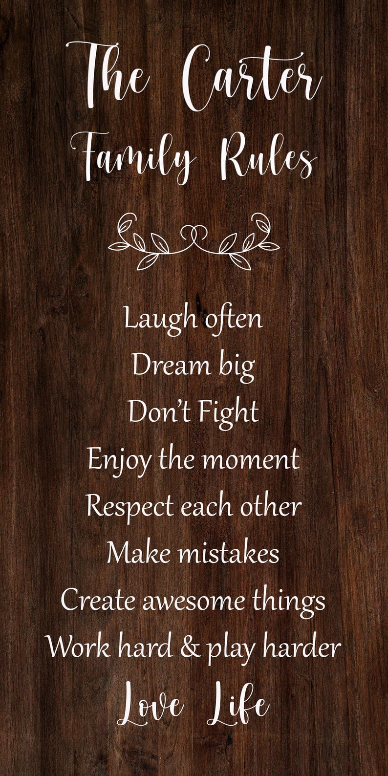 Family Rules Personalized Family Hand Stretched Canvas - Etsy