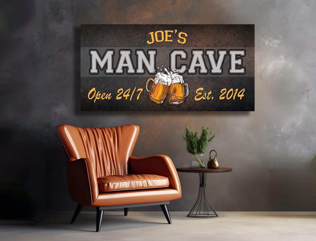 Sports and Beer Man Cave Personalized Hand Stretched Canvas - Etsy
