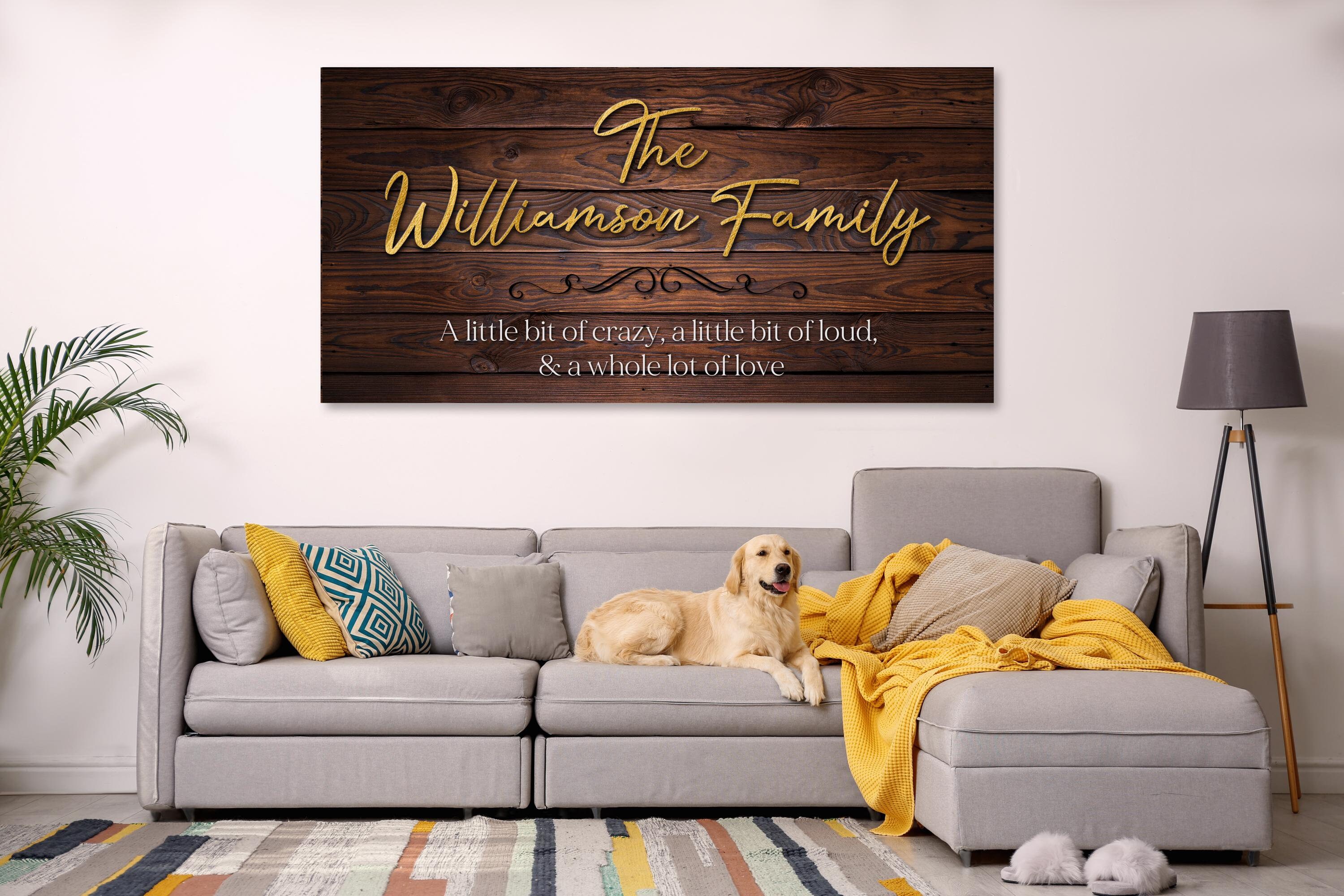 A Little Bit of Crazy Gold and Wood Personalized Family Hand Stretched ...