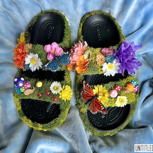 Custom Garden-inspired Crocs (moss Croc Slides) - Etsy