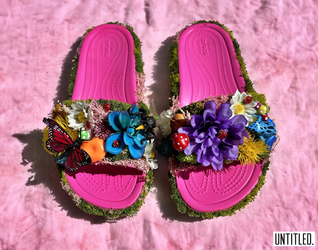 Custom Garden-inspired Crocs (moss Croc Slides) - Etsy