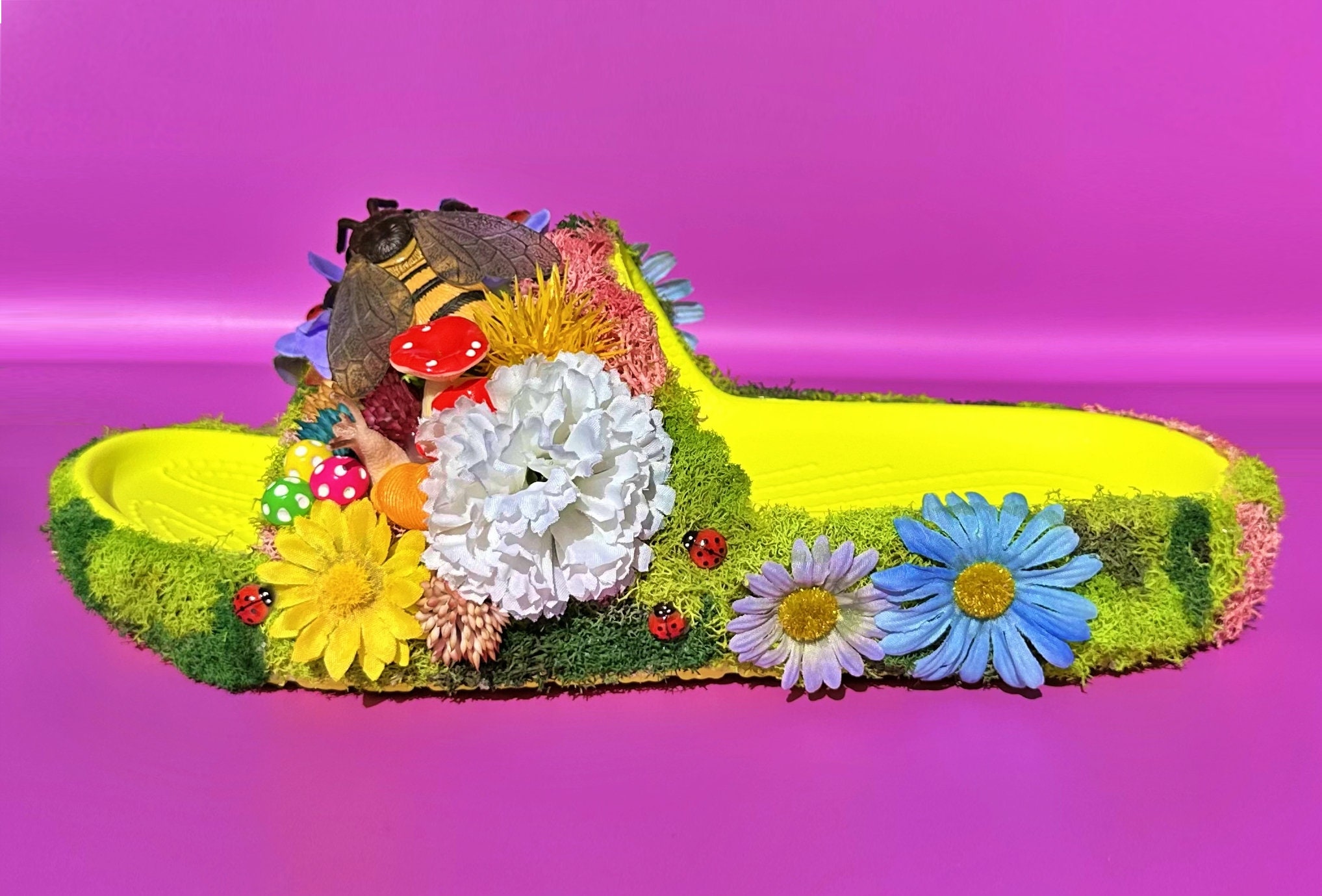 Custom Garden-inspired Footwear (moss Croc Slides) - Etsy