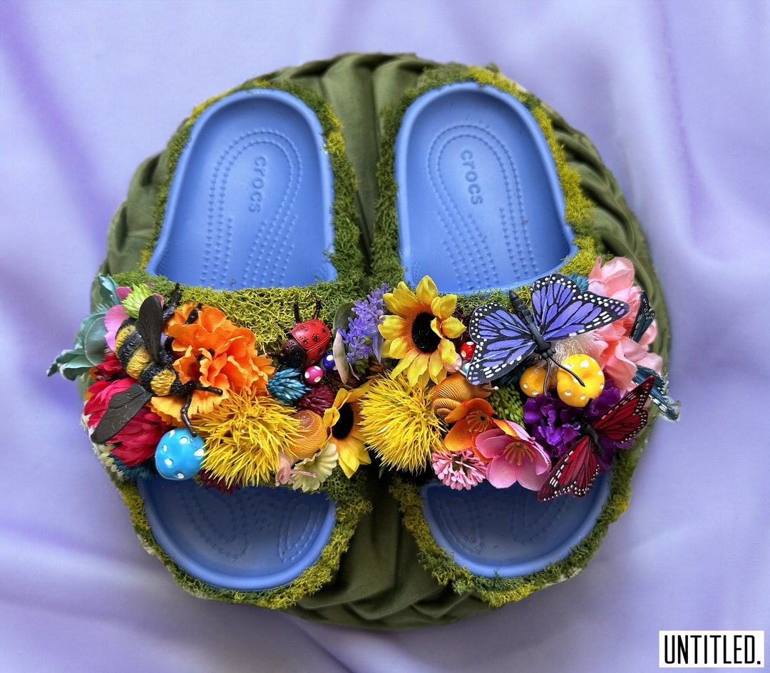 Custom Garden-inspired Crocs (moss Croc Slides) - Etsy