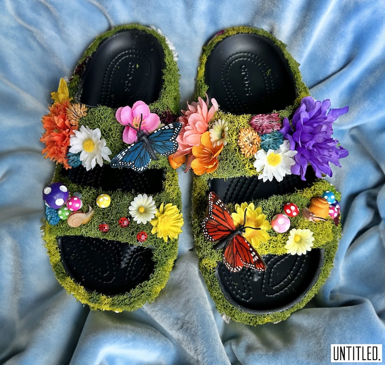Custom Garden-inspired Crocs (moss Croc Slides) - Etsy