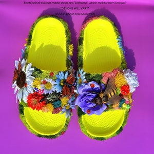 Custom Garden-inspired Footwear moss Croc Slides - Etsy