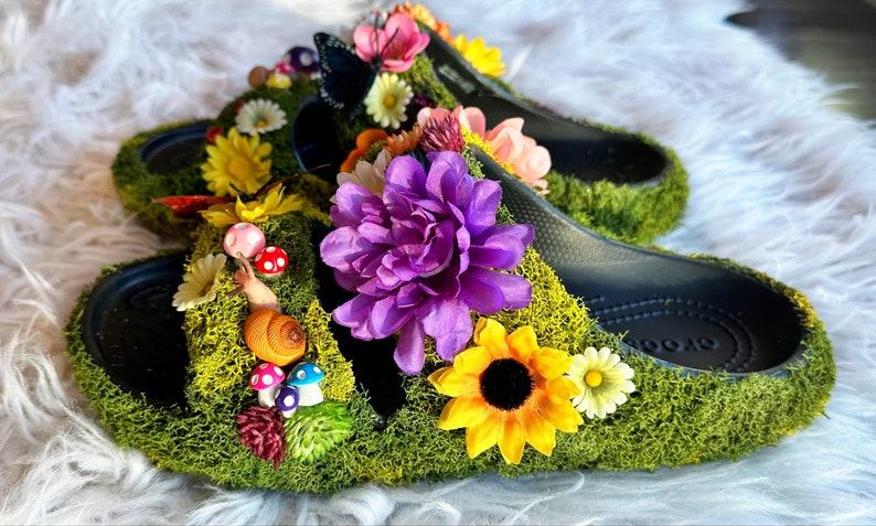 Custom Garden-inspired Crocs (moss Croc Slides) - Etsy