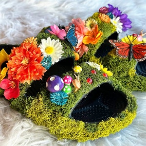 Custom Garden-inspired Crocs (moss Croc Slides) - Etsy
