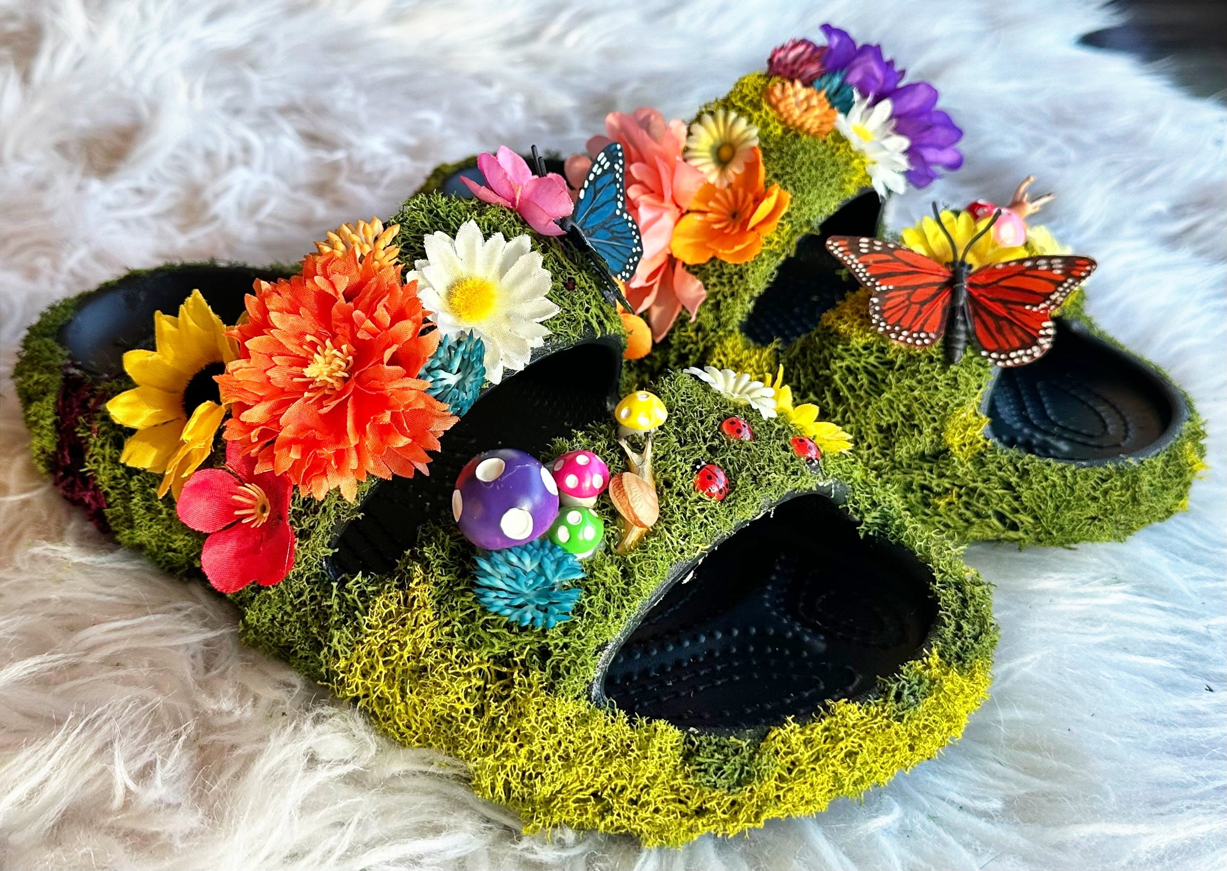Custom Garden-inspired Crocs (moss Croc Slides) - Etsy