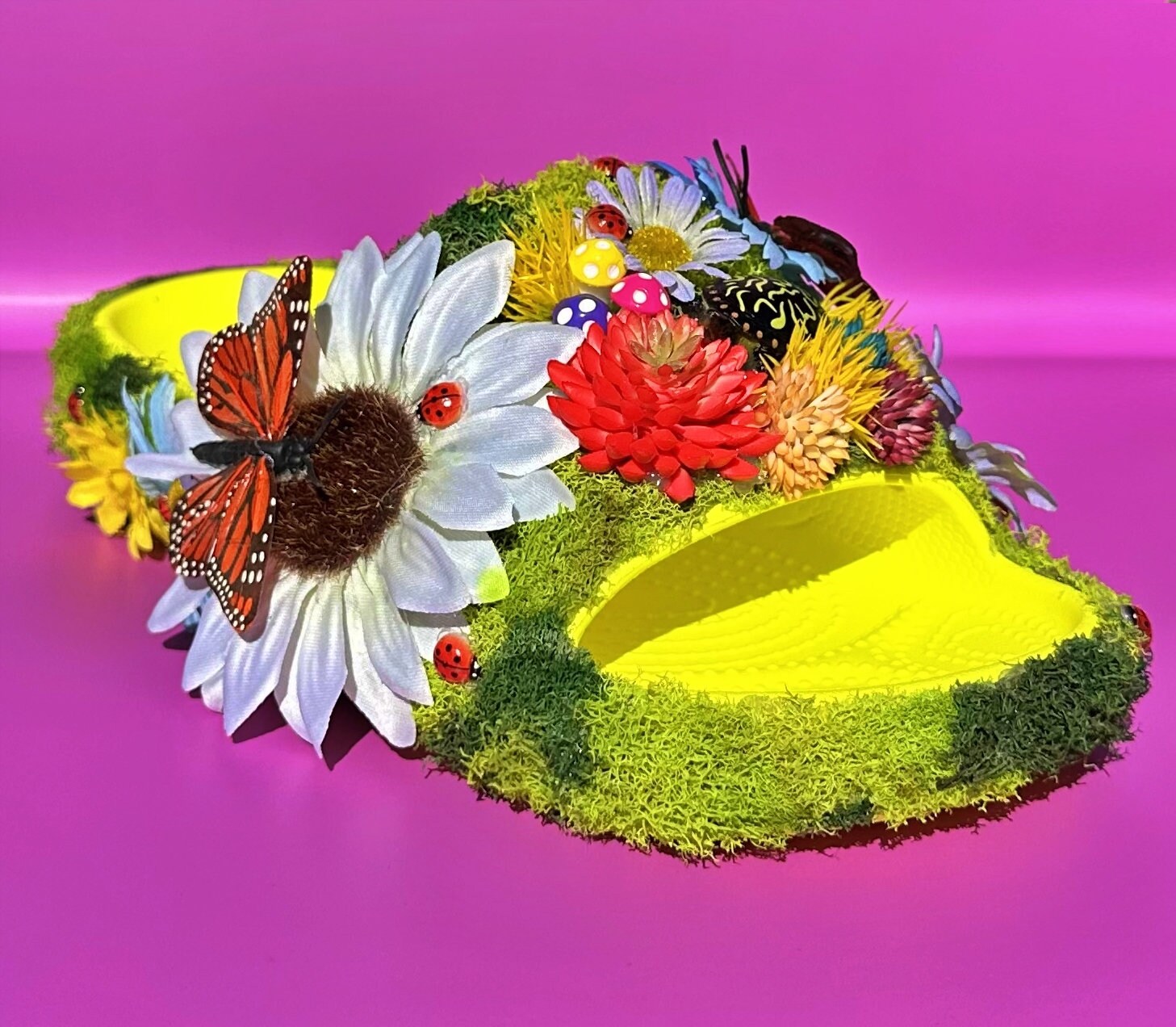 Custom Garden-inspired Footwear (moss Croc Slides) - Etsy