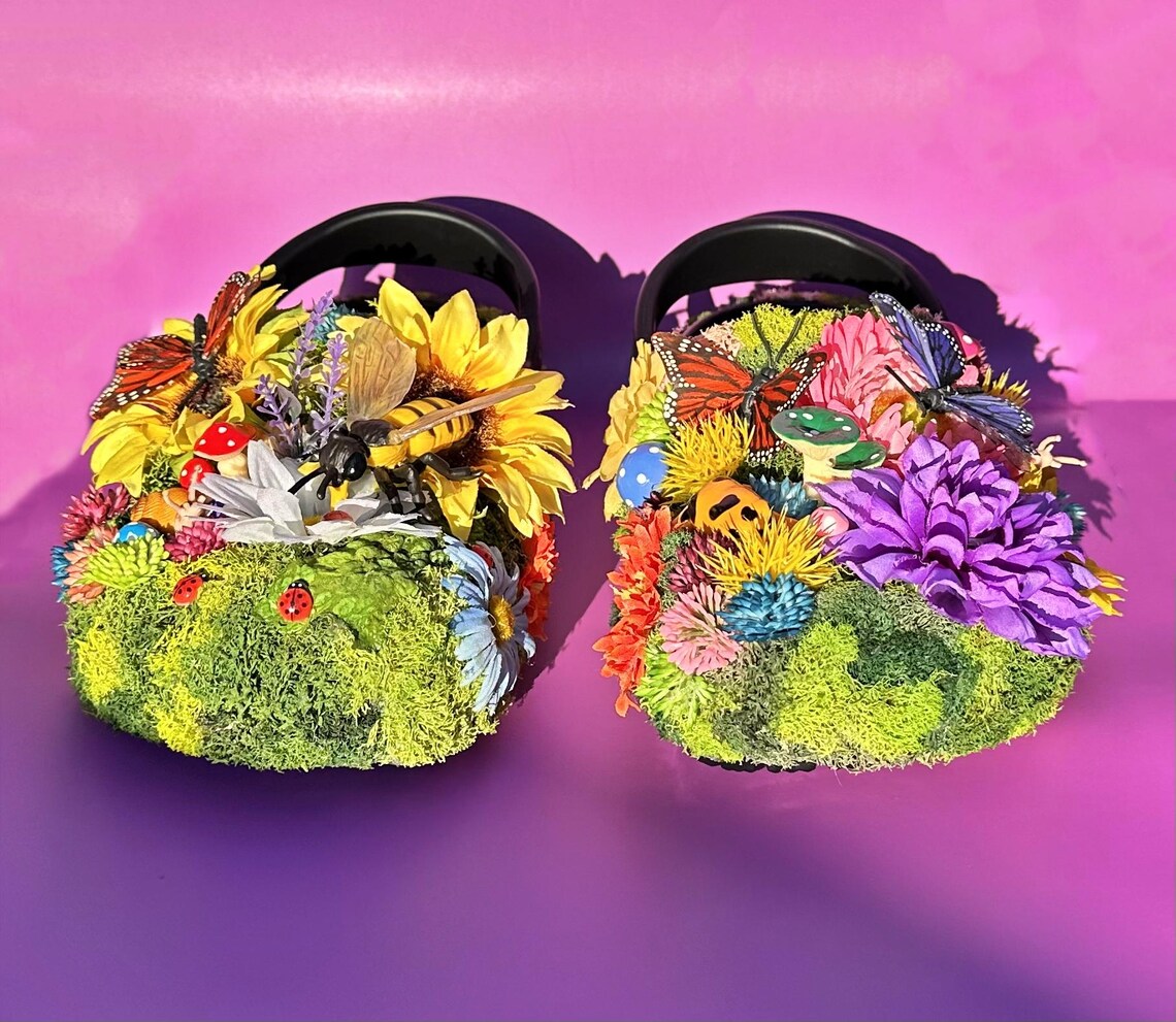 Custom Garden-inspired Crocs (moss Crocs) - Etsy