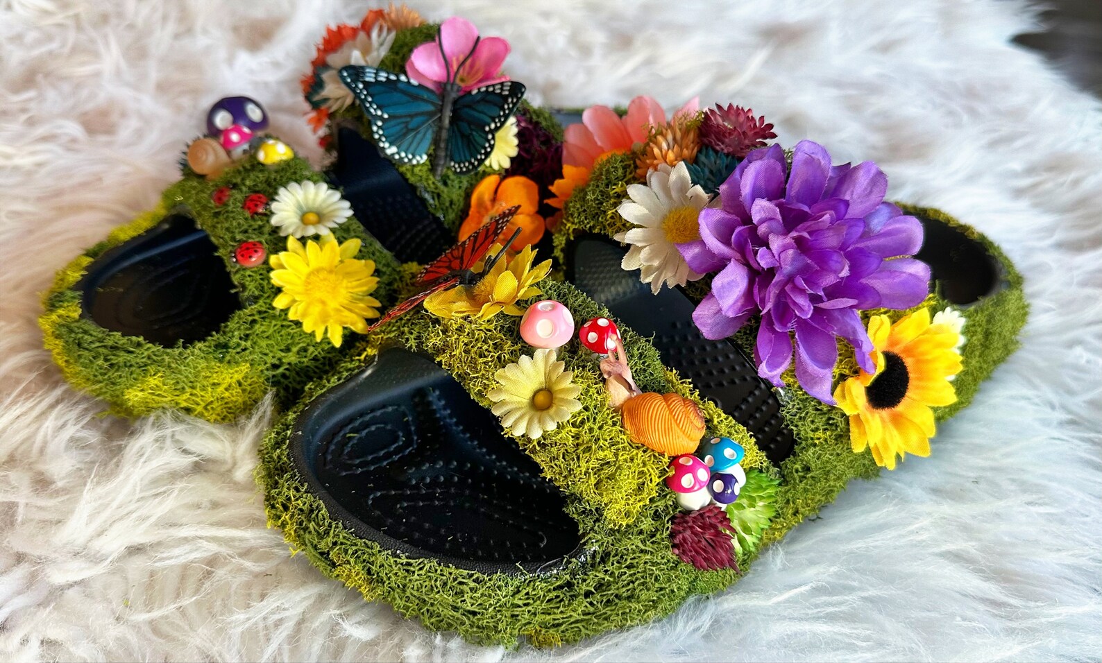 Custom Garden-inspired Crocs (moss Croc Slides) - Etsy