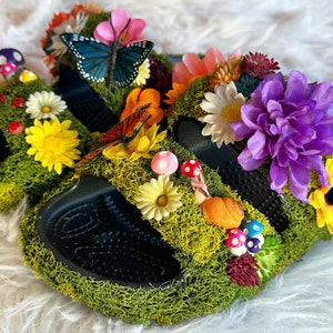 Custom Garden-inspired Crocs (moss Croc Slides) - Etsy