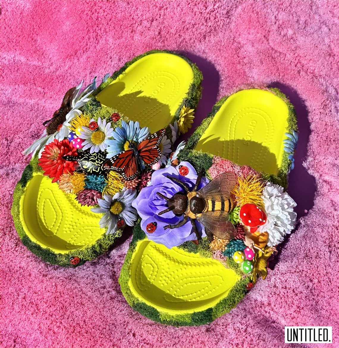 Custom Garden-inspired Footwear (moss Croc Slides) - Etsy